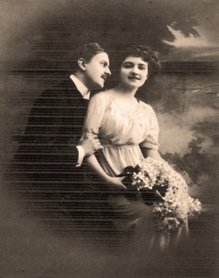 Antique Photograph of a Wedding Couple Stock Photo - Image of portrait ...