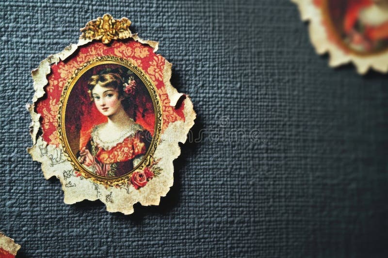 Vintage Portrait on Antique Distressed Label Design for Decorative ...