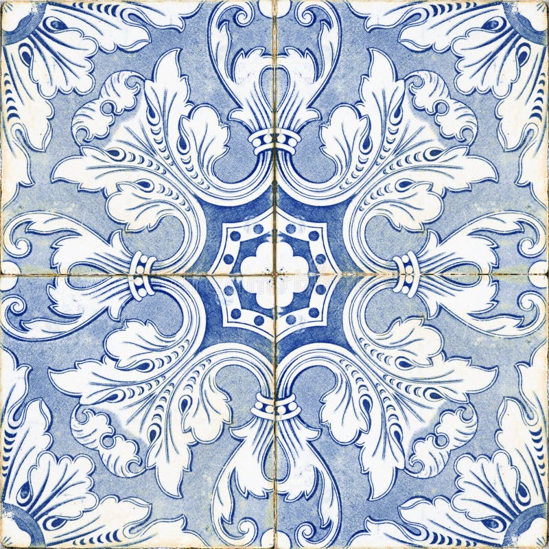Vintage Portuguese Blue Tiles Stock Photo - Image of blue, mixed: 33218990
