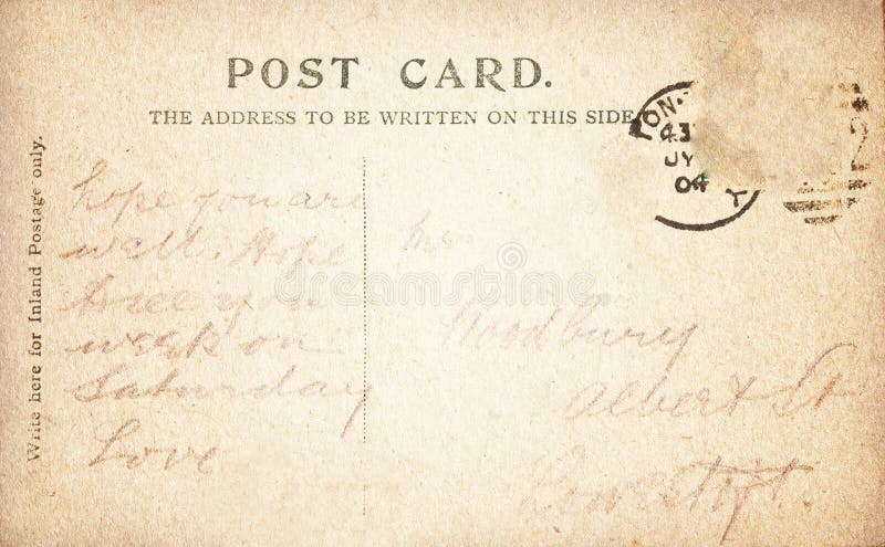Old Postcard, Backside of Vintage Style Post Card Stock Photo - Image ...