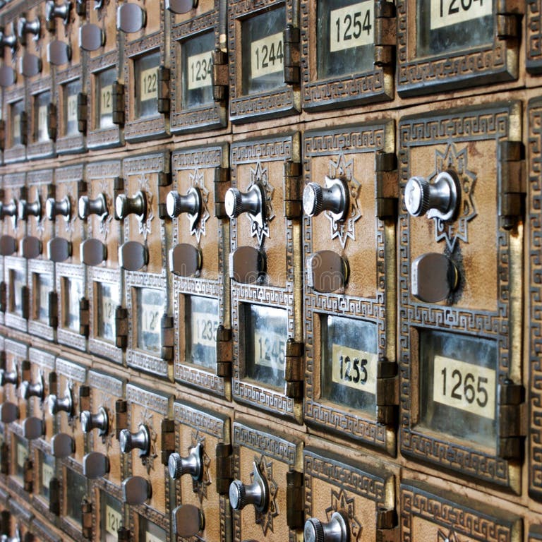 Vintage post-office boxes stock photo. Image of correspondence - 28115904