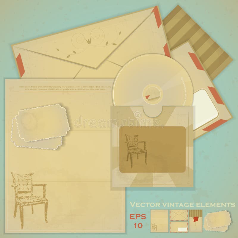 Vintage Post Set - Retro Envelopes and Postcards Stock Vector ...