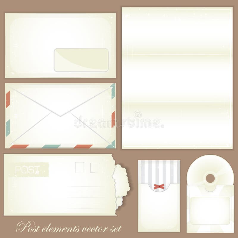 Vintage Post Set - Retro Envelopes and Postcards Stock Vector ...