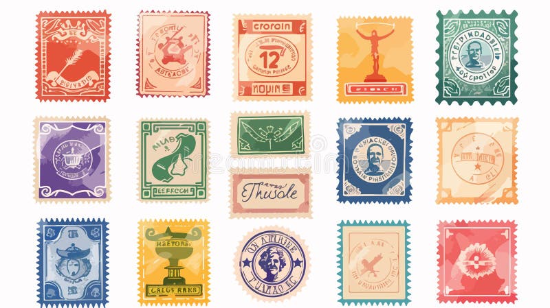 Vintage Postage Stamp Borders Set Vector Illustration Stock Vector ...