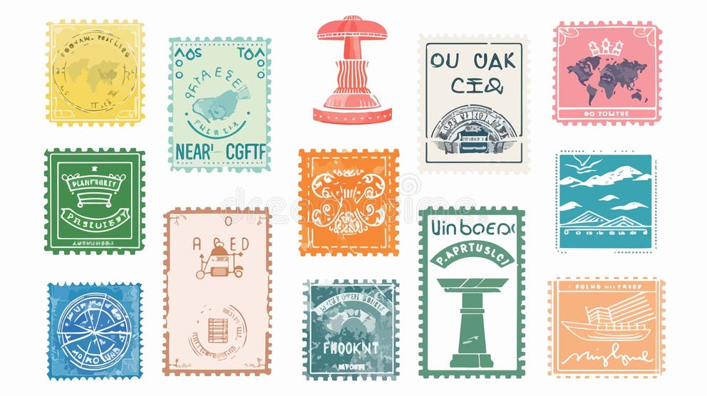 Vintage Postage Stamp Borders Set Vector Illustration Stock Vector ...