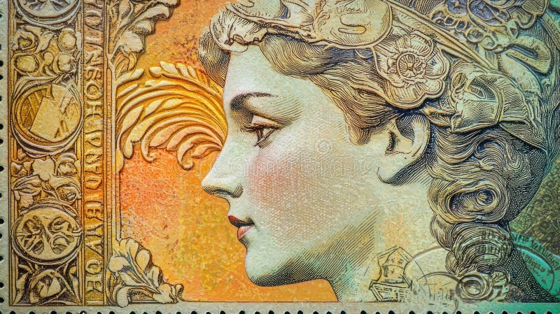 A Vintage Postage Stamp with Intricate Designs Stock Illustration ...