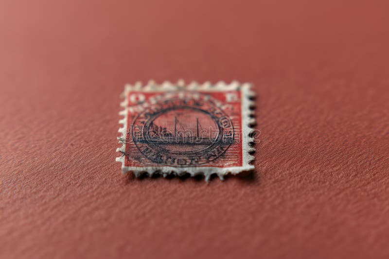 Vintage Postage Stamp on Red Textured Surface Stock Illustration ...