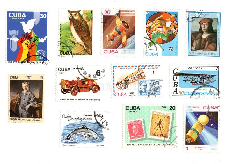 Vintage Postage Stamps from Cuba. Editorial Photo - Image of face, font ...