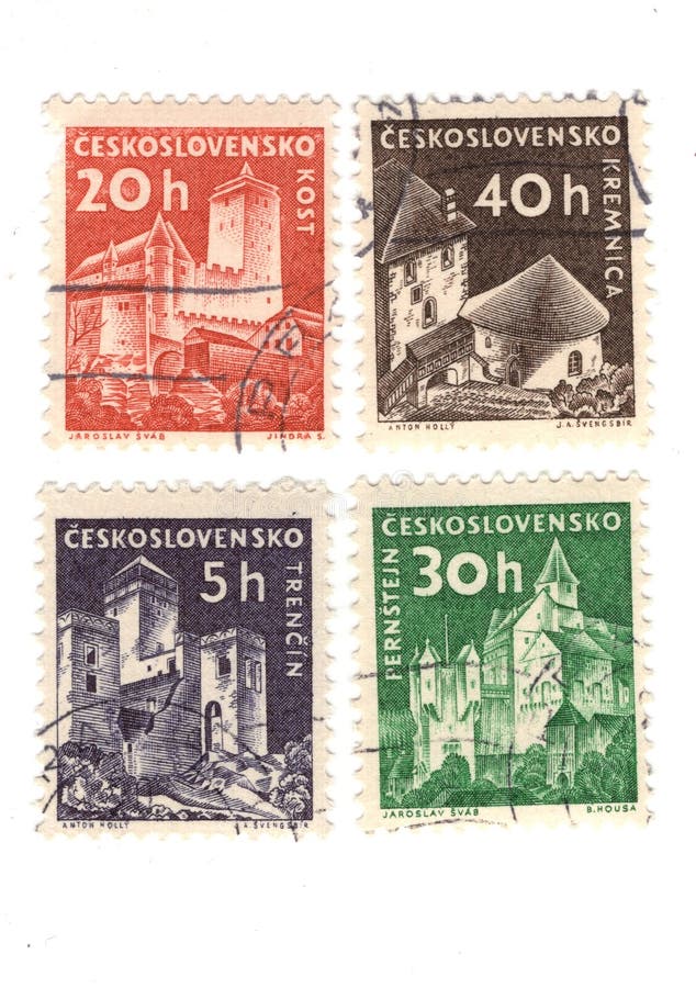 Vintage Postage Stamps from Czechoslovakia. Editorial Image - Image of ...