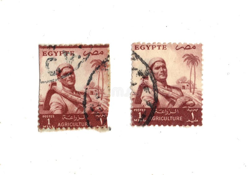 Vintage Postage Stamps from Egypt. Editorial Stock Image - Image of ...