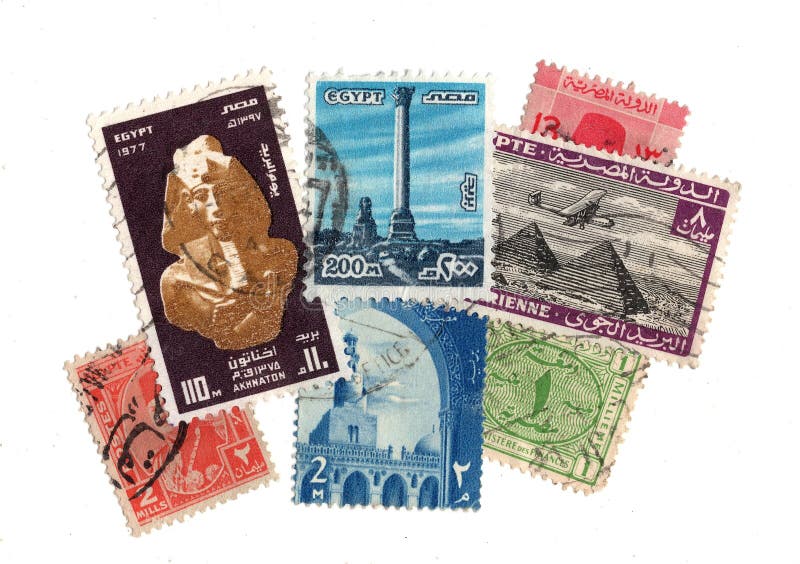 Vintage Postage Stamps from Egypt. Editorial Photography - Image of ...