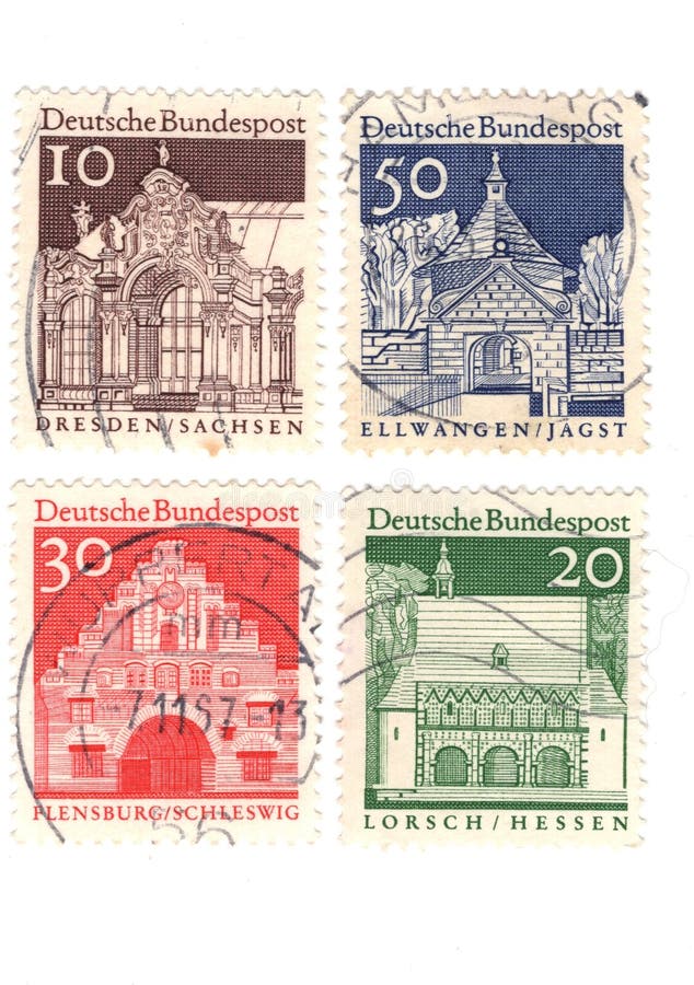 Vintage Postage Stamps from Germany. Stock Illustration - Illustration ...