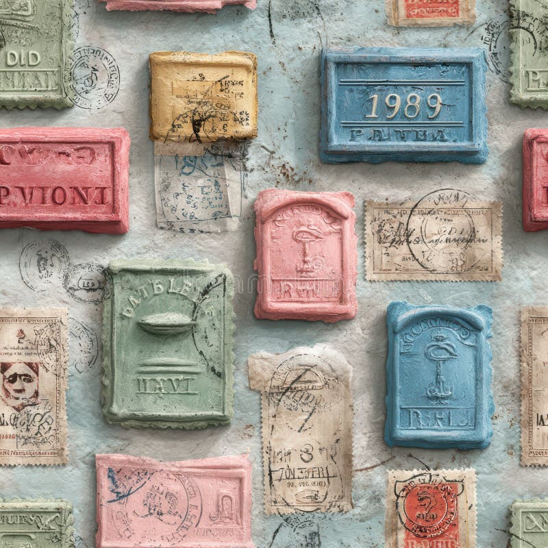 Vintage Postal Stamps and Letters Background for Creative Projects Stock Illustration ...