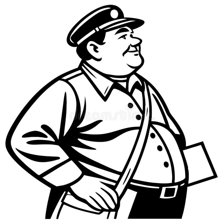 Vintage Postal Worker Character Illustration for Retro Design and ...