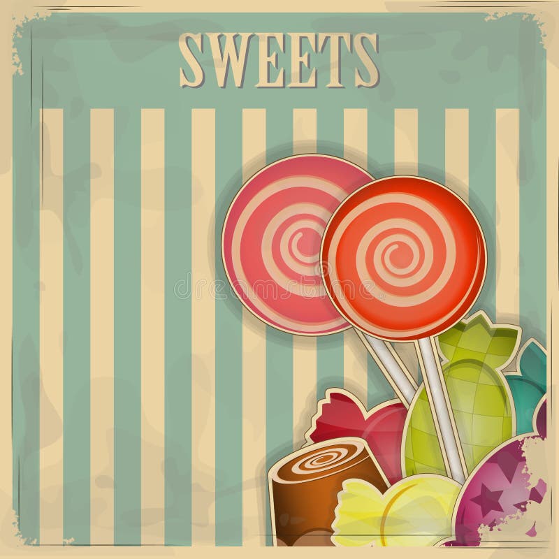 Vintage Poster Design for Candy Shop Stock Vector - Illustration of ...