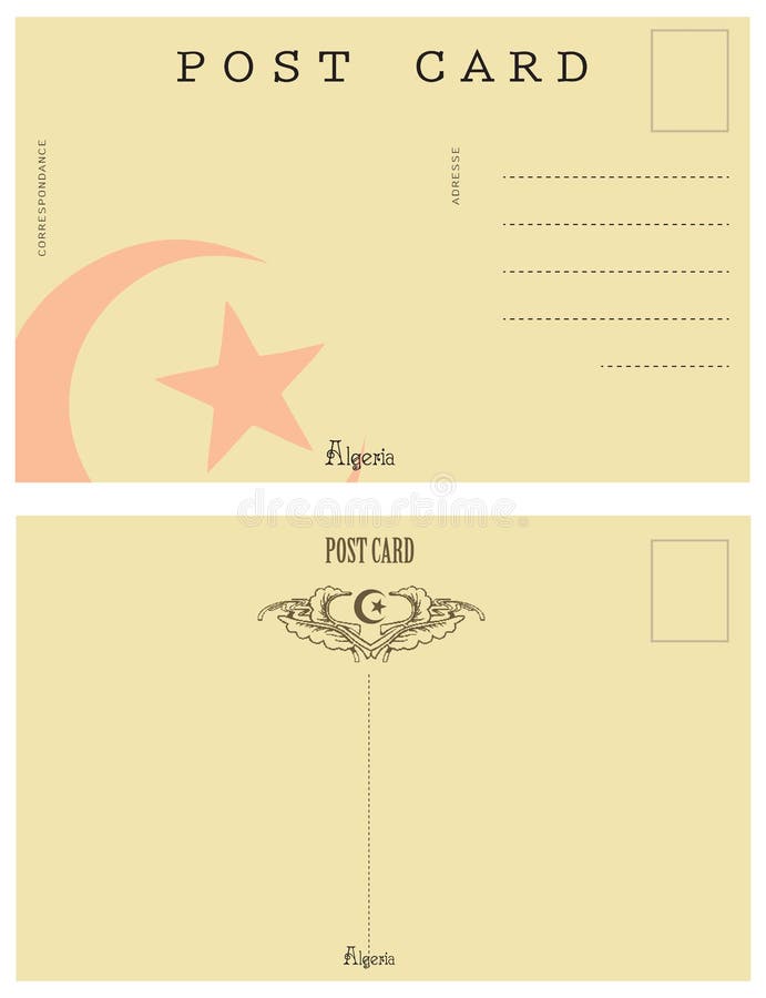 Vintage postcard Algeria stock vector. Illustration of handwriting ...