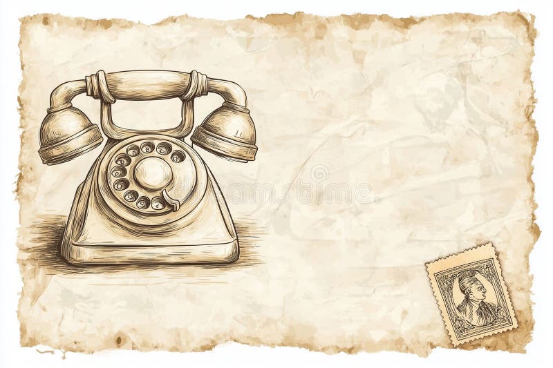 Vintage Postcard with Blank Space for Text, Featuring an Old-fashioned ...