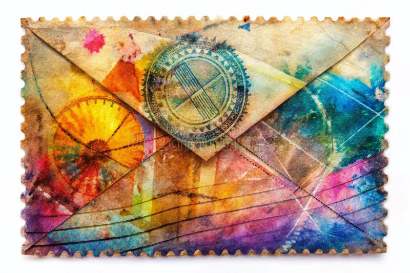 Vintage Postcard Effect a Double Exposure of Postal Envelope Texture ...