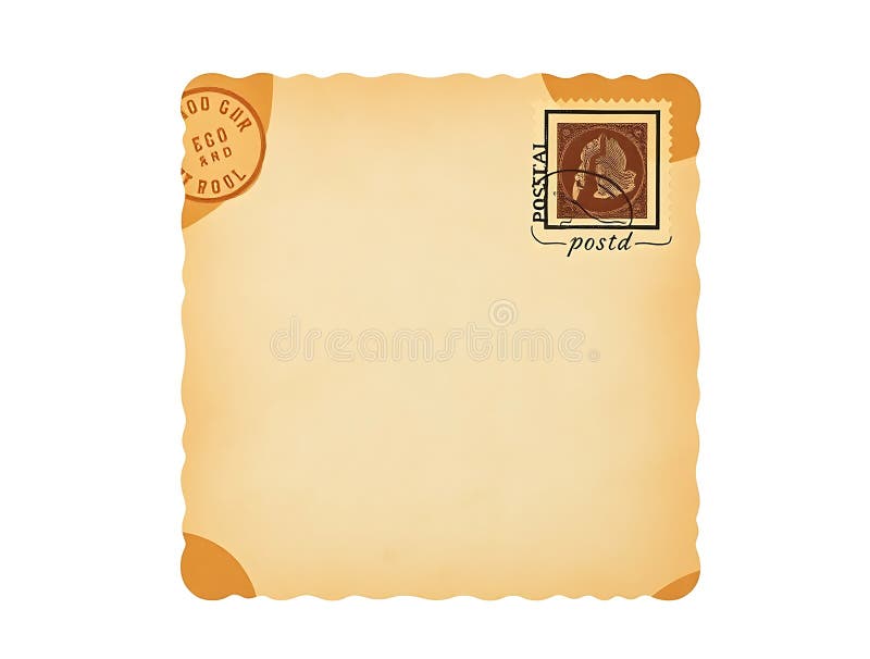 Vintage Postcard Template with Stamp Design Stock Image - Image of ...
