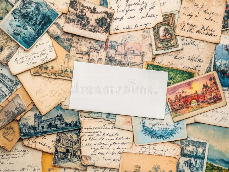 Vintage Postcards, a Nostalgic Journey through Time Stock Illustration ...
