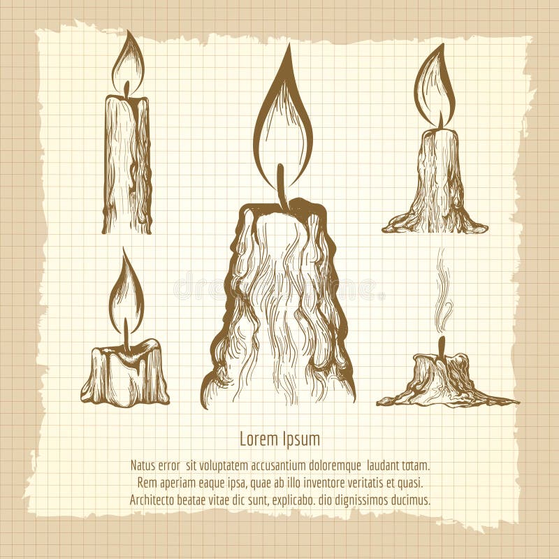 Candle hand drawn set stock vector. Illustration of linear - 77117351