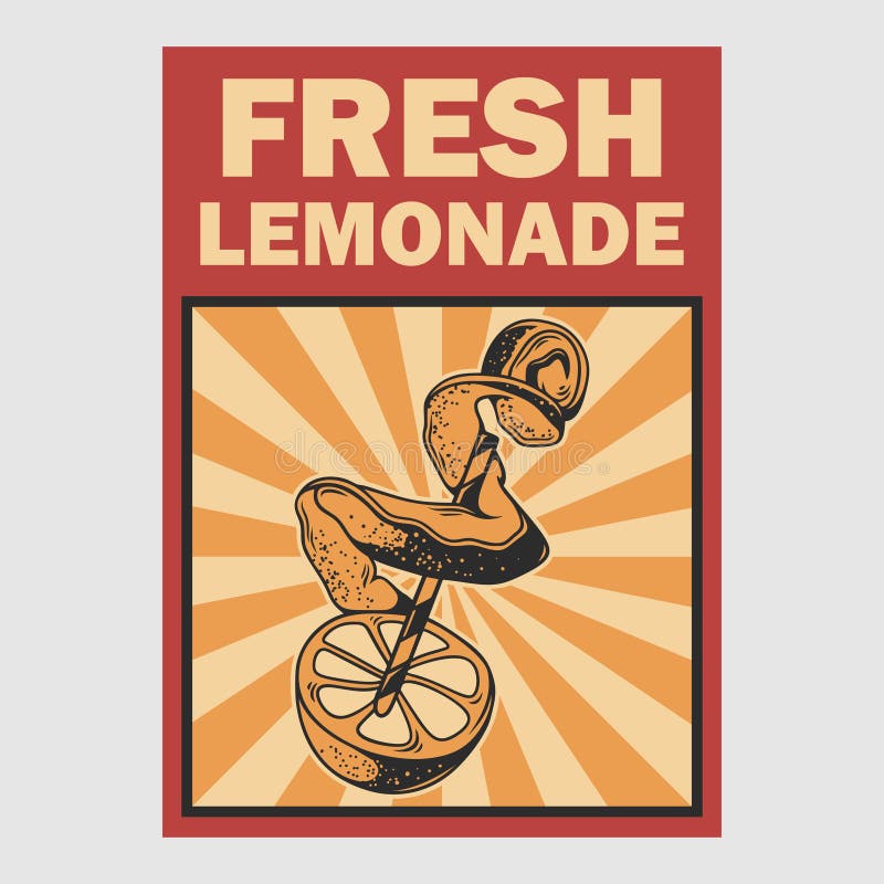 Vintage Poster Design Fresh Lemonade Stock Illustration - Illustration ...