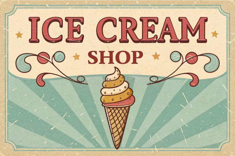 Vintage Poster for Ice Cream Shop - Generated by Ai Stock Illustration ...