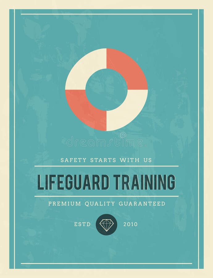 Vintage Poster for Lifeguard Training Stock Vector - Illustration of ...