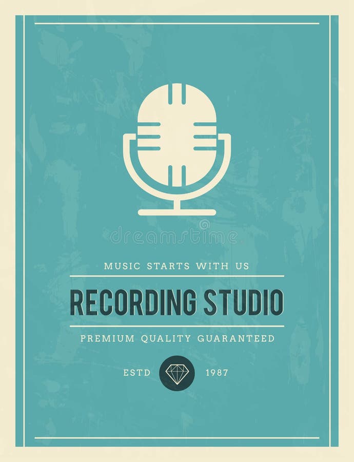 Vintage Poster for Recording Studio Stock Vector - Illustration of ...