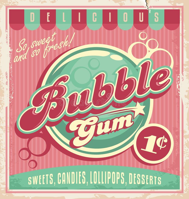 Vintage Poster Template for Bubble Gum Stock Vector - Illustration of ...