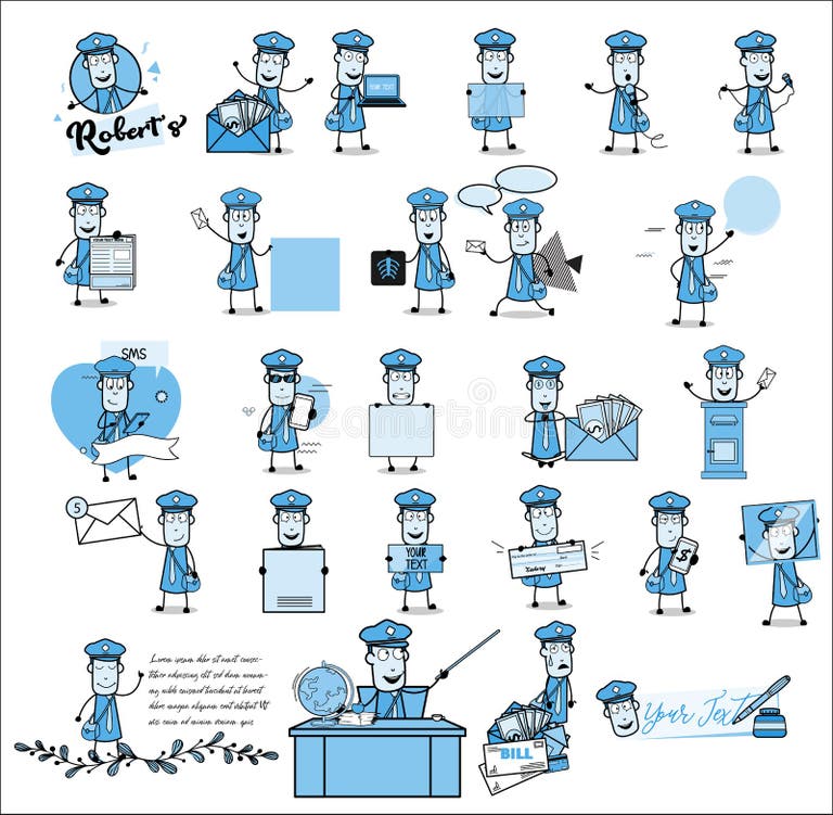 Cartoon Postman Mailman Vintage Stock Illustrations – 56 Cartoon ...