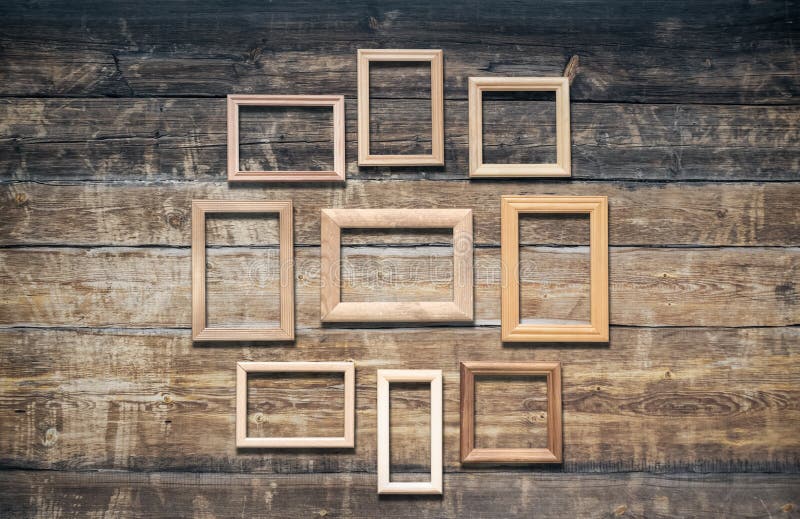 Frames on old, wall stock photo. Image of rustic, exhibition - 187145820