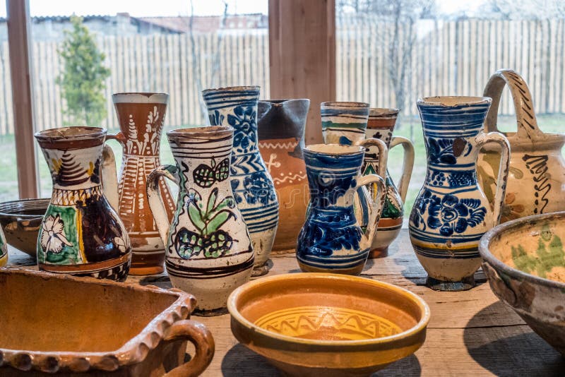 Vintage Pottery stock image. Image of work, traditional - 216366539