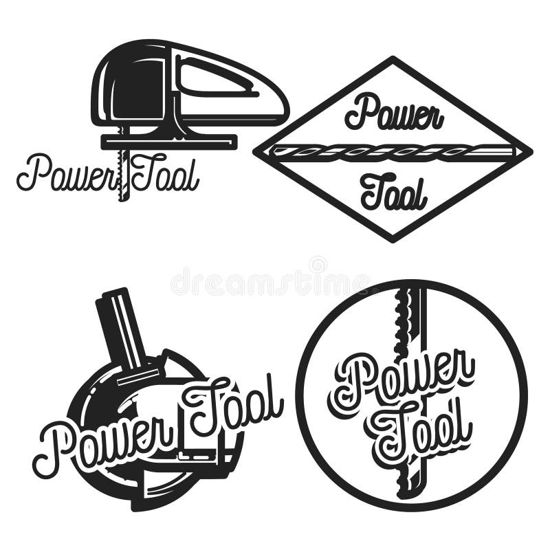 Vintage Power Tools Store Emblems Stock Vector - Illustration of ...
