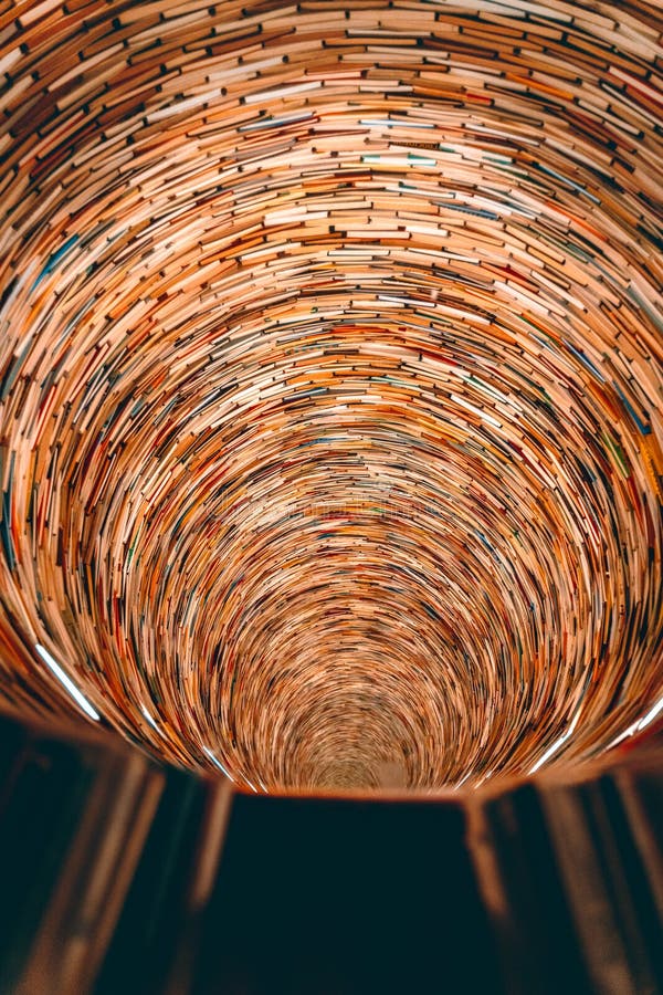 Vintage Prague Library, Stacked Books Forming a Captivating Circle of ...