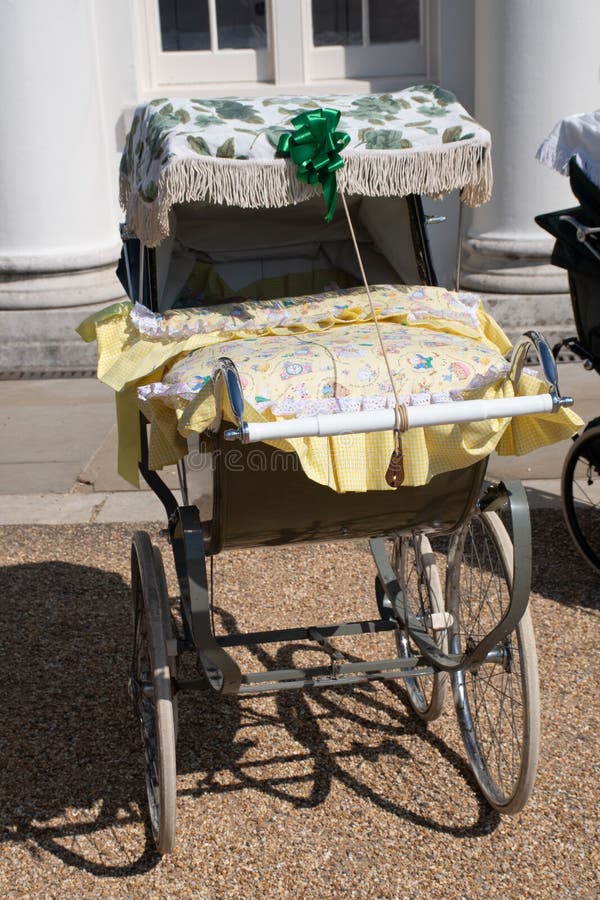 Vintage Pram Standing in the Outdoors Stock Image - Image of child ...
