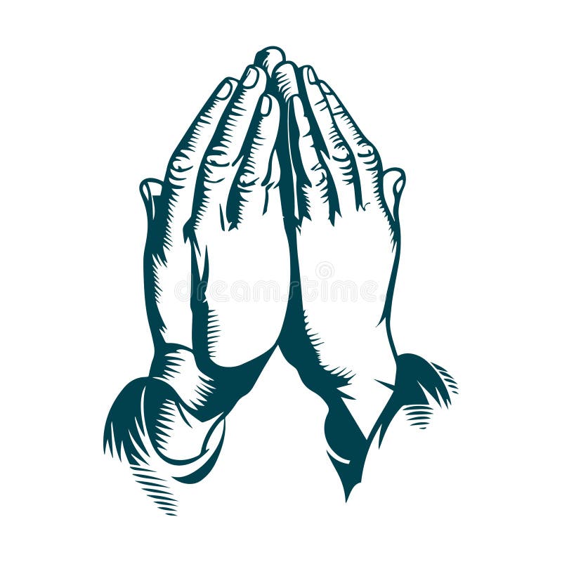 Vintage Praying Hand Design Illustration Stock Vector - Illustration of ...