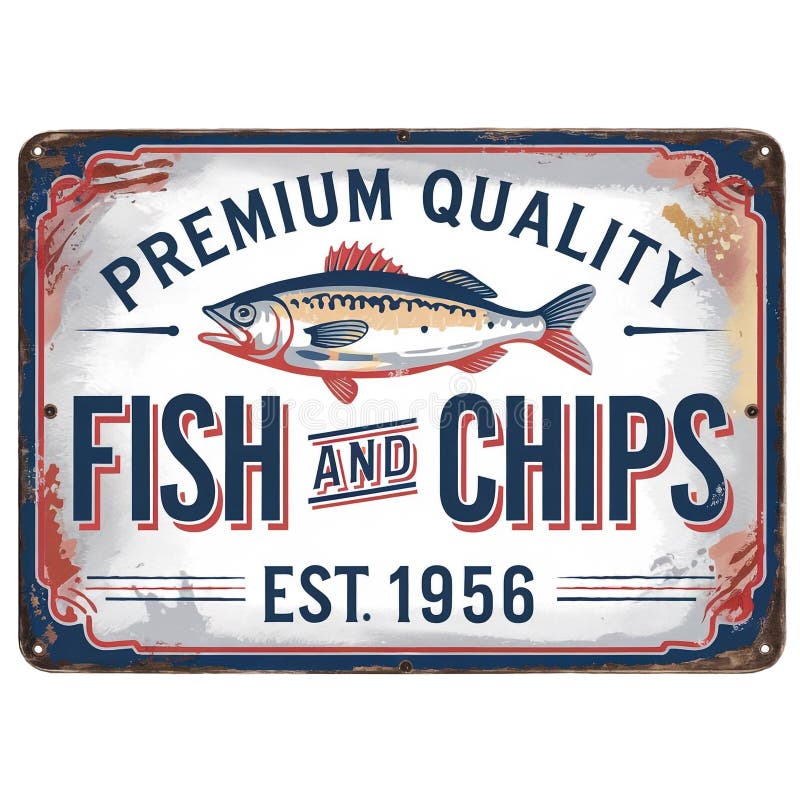 Vintage Premium Quality Fish and Chips Est. 1956 Sign Stock ...