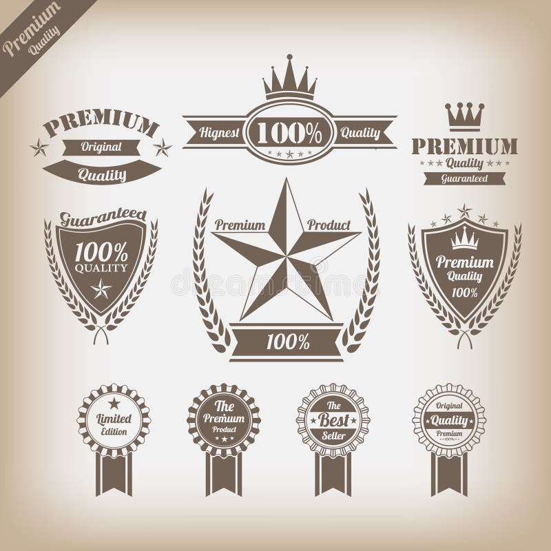 Vintage Premium Quality Labels Set. Stock Vector - Illustration of ...