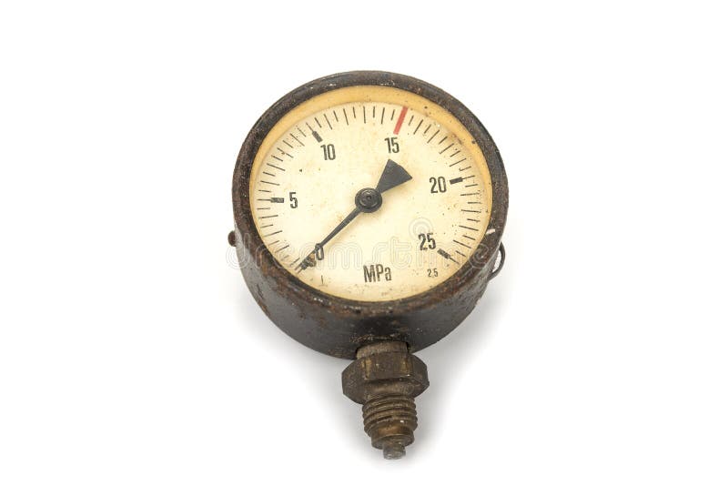Vintage Pressure Meter on a White Stock Image - Image of retro, device ...