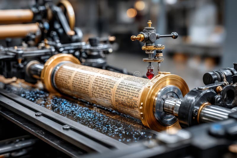 Vintage Printing Press Showcasing Intricate Details in a Workshop Environment Stock Photo ...