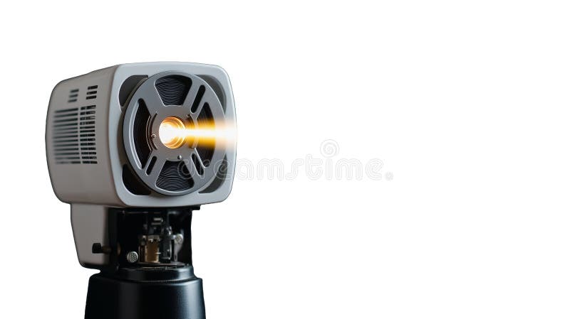 Vintage Projector Device with Light Beam on Transparent Background ...