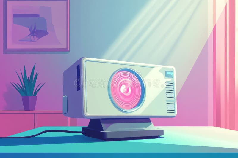 A Vintage Projector Sits on a Table in a Sunlit Room Capturing the ...