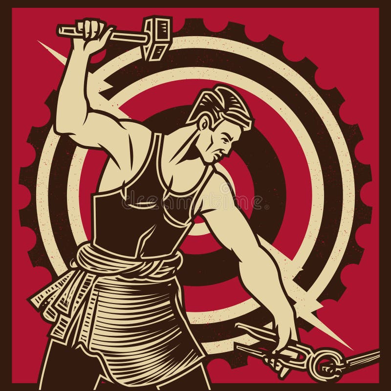 Vintage Propaganda Worker stock vector. Illustration of labor - 89738373