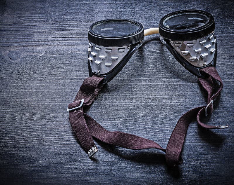 Vintage Protective Goggles on Wood Board Stock Image - Image of goggles ...