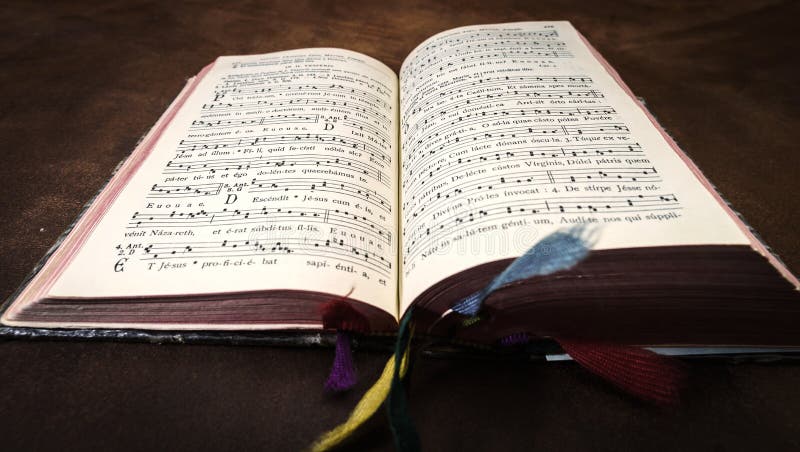 Vintage Psalm Book with Chorus Singing Notes Stock Image - Image of ...