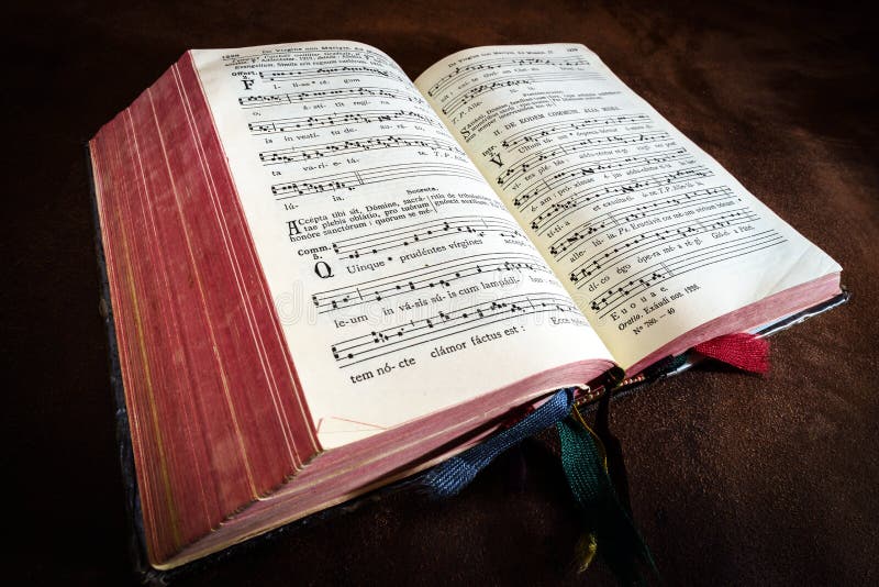 Vintage Psalm Book with Chorus Singing Notes Stock Photo - Image of ...