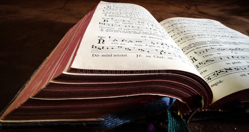 Vintage Psalm Book with Chorus Singing Notes Stock Image - Image of ...