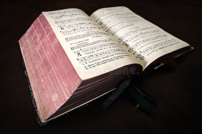 Vintage Psalm Book with Chorus Singing Notes Stock Image - Image of ...