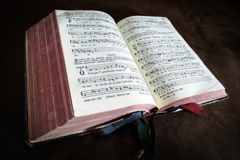 Vintage Psalm Book with Chorus Singing Notes Stock Photo - Image of ...